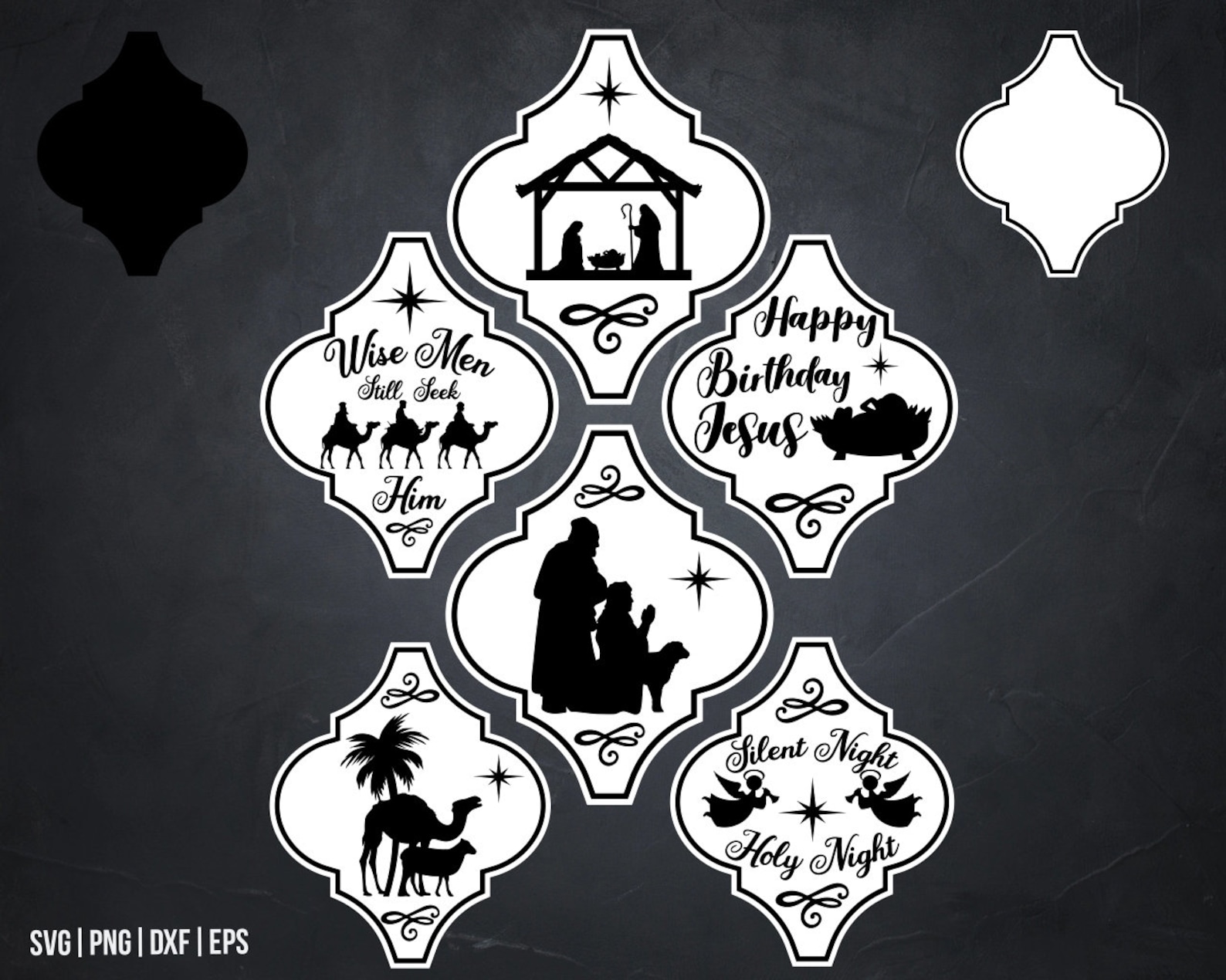 Arabesque Christmas Ornament SVG Bundle Arabesque Nativity | Etsy