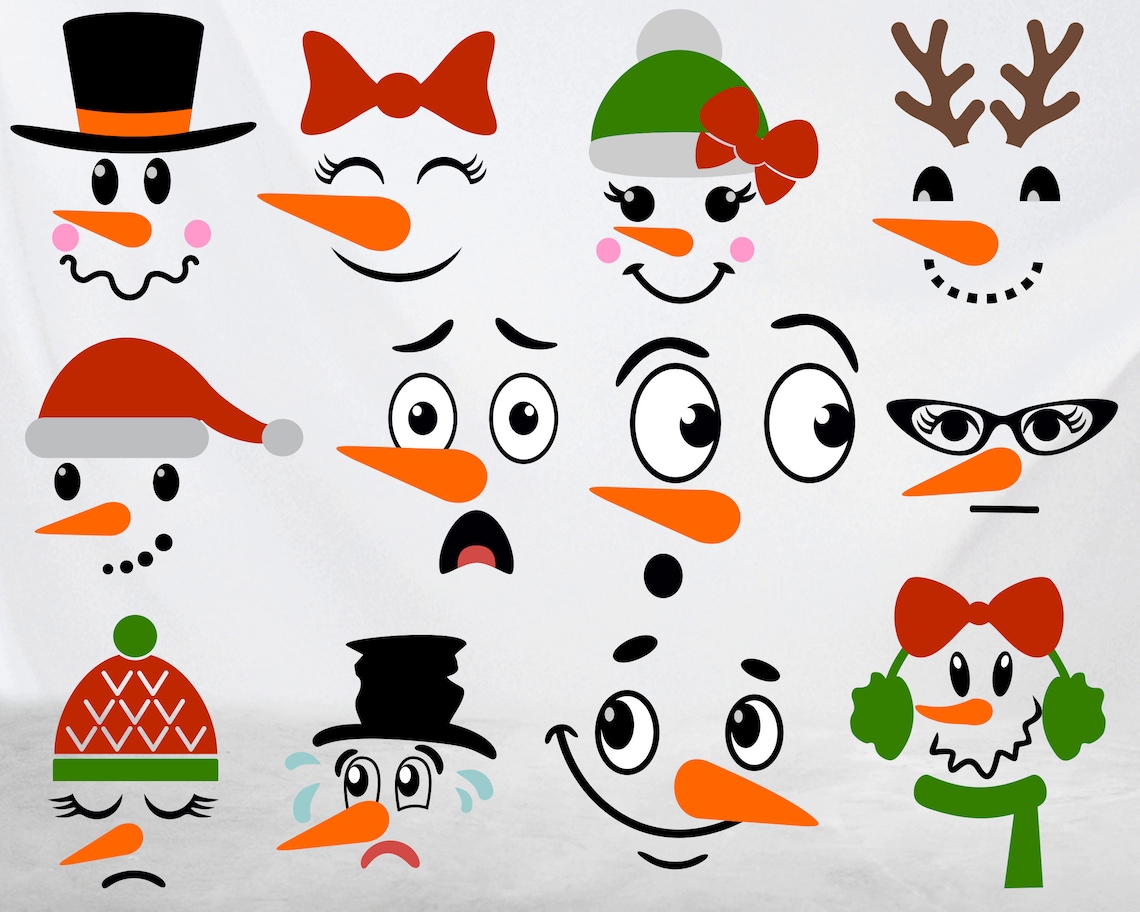 Snowman Faces Svg Bundle Snowman Svg Christmas Svg Snowman - Etsy