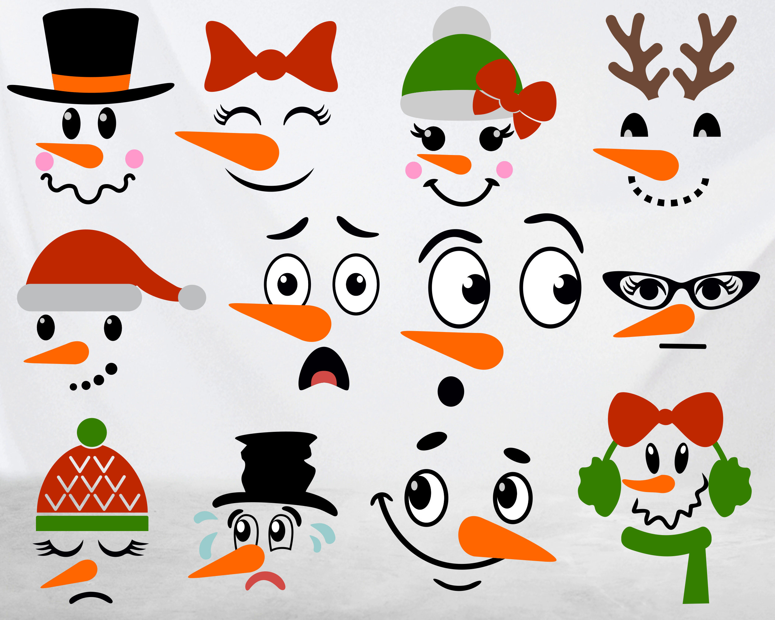 Snowman Faces Svg Bundle Snowman Svg Christmas Svg Snowman - Etsy