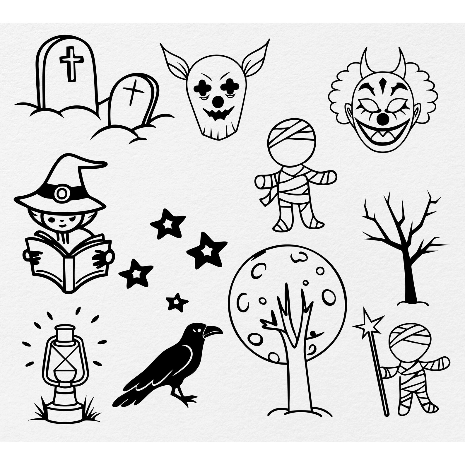 100+ Hand Draw Halloween Doodle Clipart Svg Bundle, Halloween Doodles ...