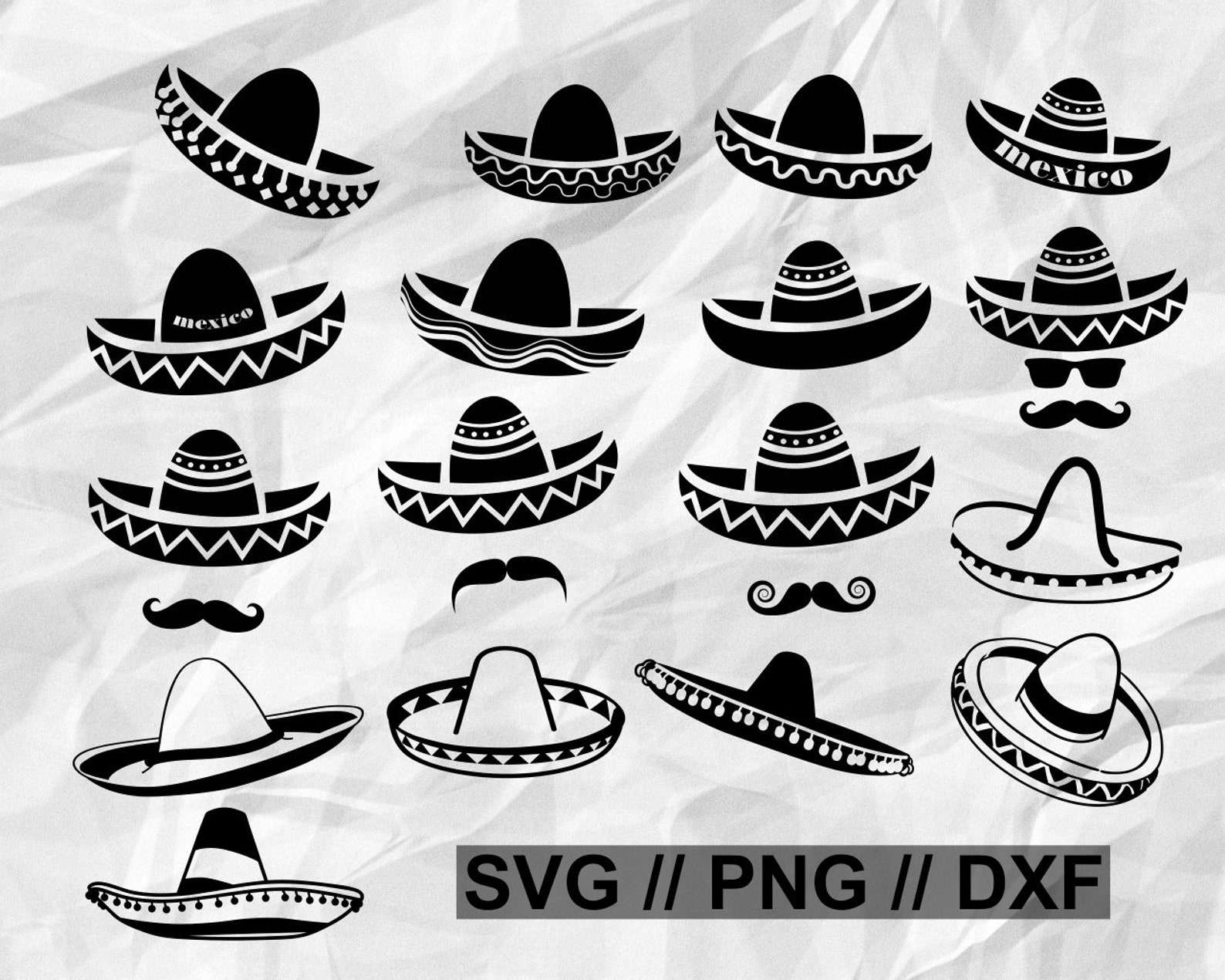 Sombrero SVG Bundle, Sombrero SVG, Sombrero Clipart, Fiesta Svg ...