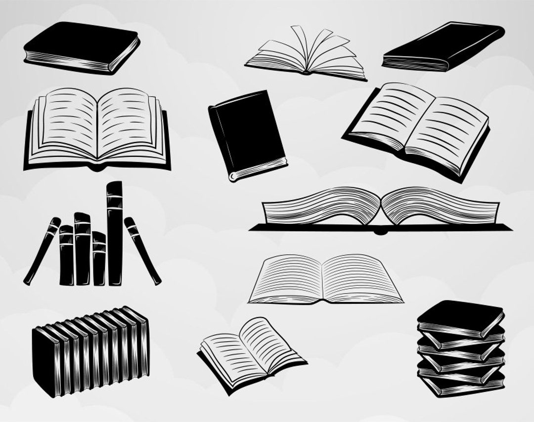 Books SVG Bundle, Book Svg, Books Silhouette, Books Cut File, Book ...