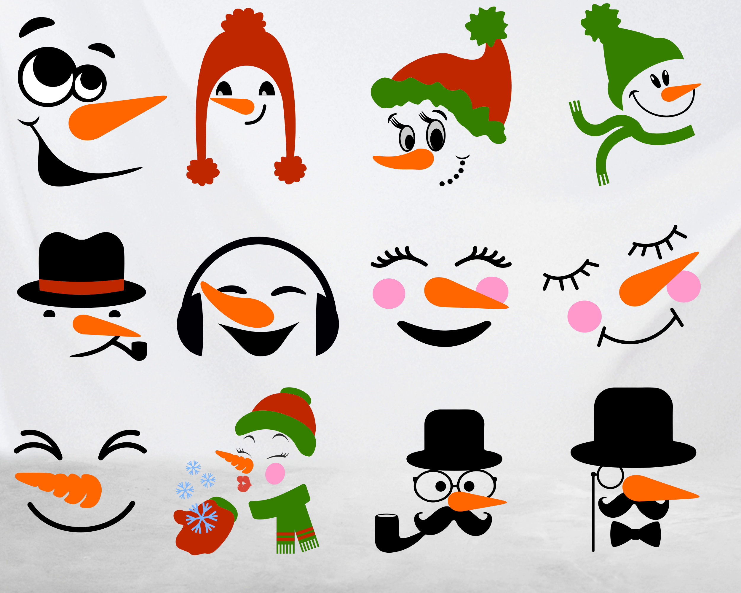 Snowman Faces Svg Bundle Snowman Svg Christmas Svg Snowman - Etsy