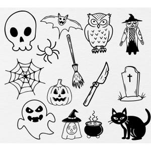 100+ Hand Draw Halloween Doodle Clipart Svg Bundle, Halloween Doodles ...