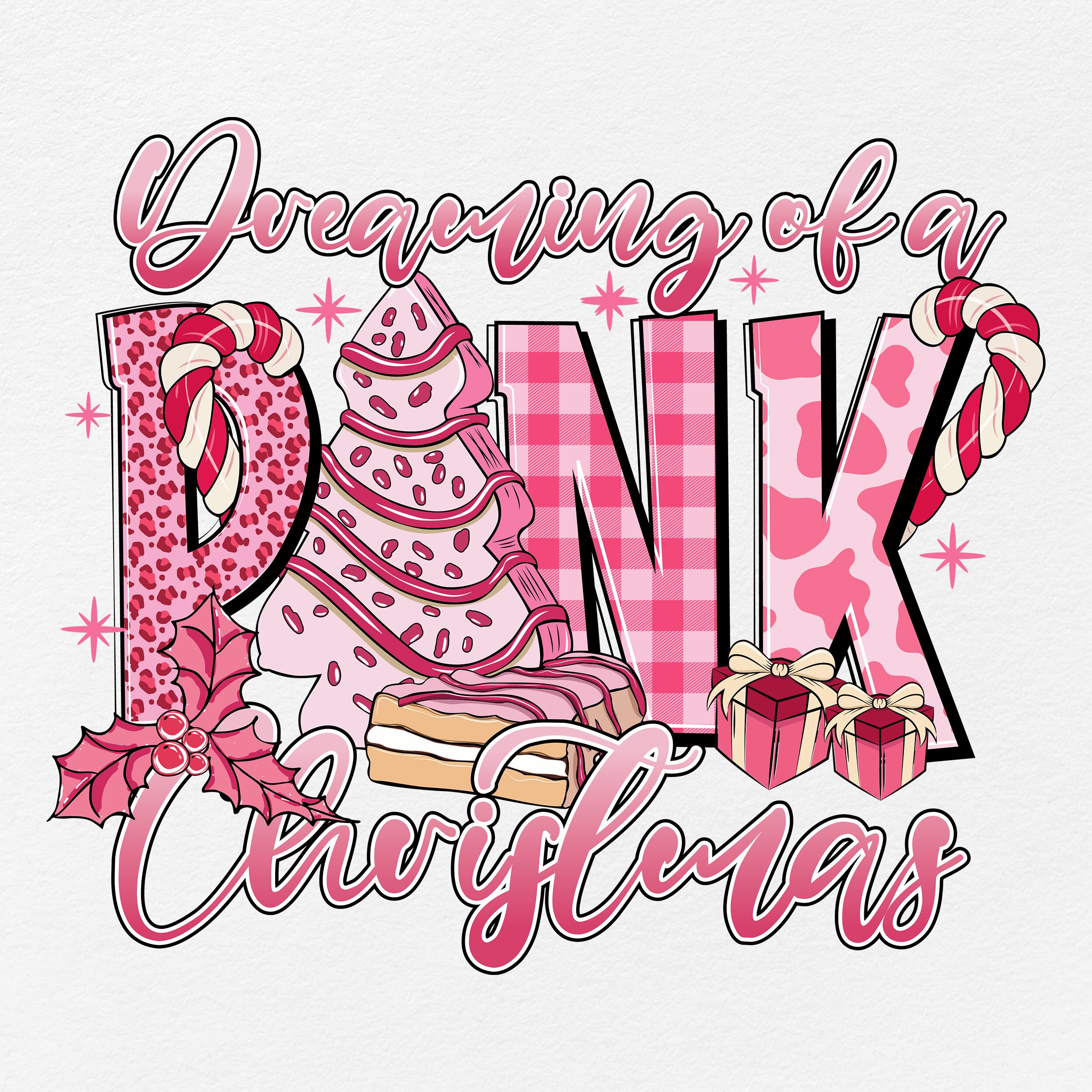 Pink Christmas Tree Cakes SVG PNG Bundle, Pink Christmas Sublimation ...