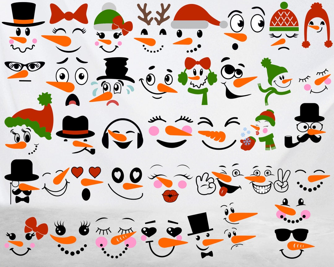 Snowman Faces Svg Bundle, Snowman Svg, Christmas Svg, Snowman Face Svg ...