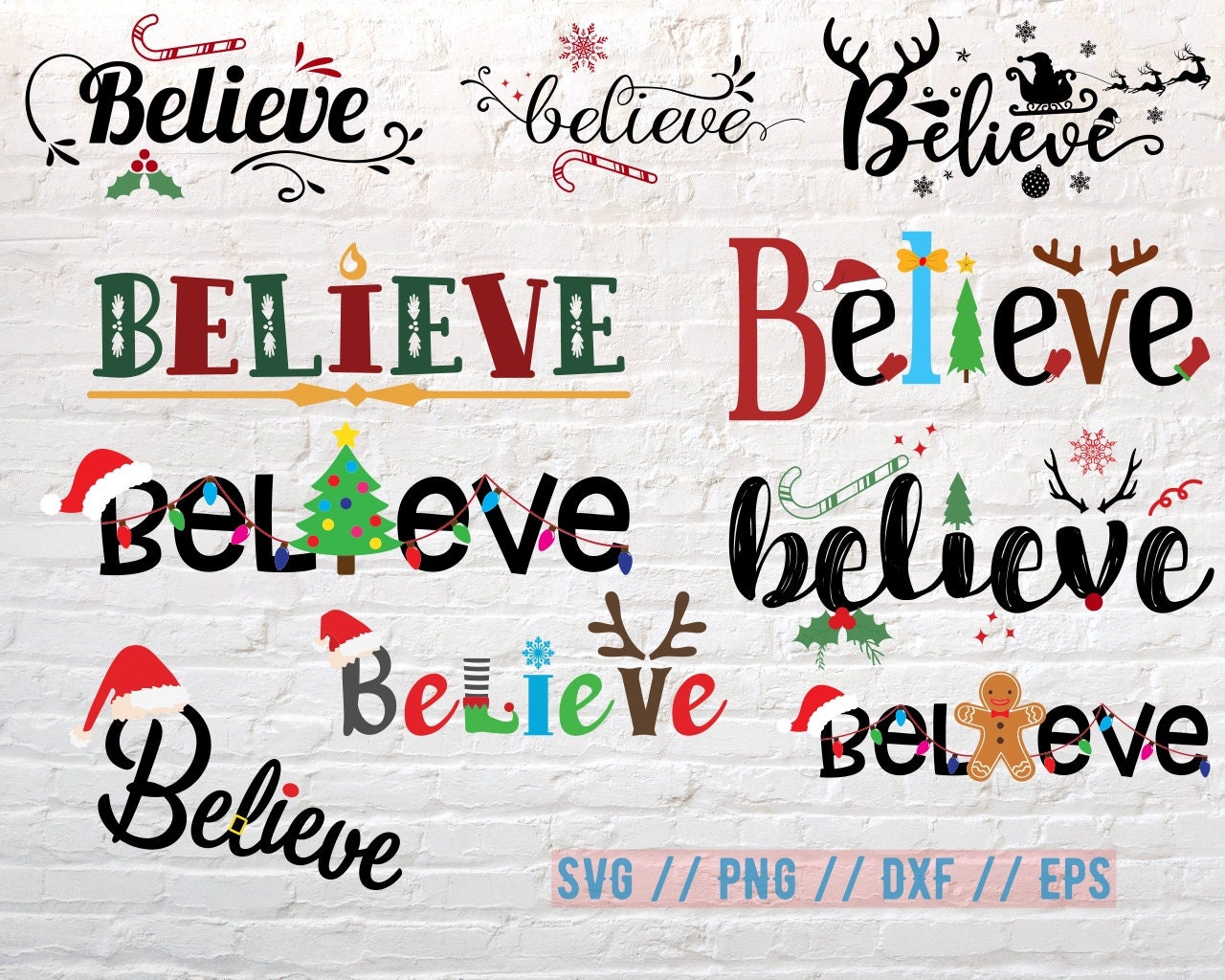 Believe Christmas SVG Believe Bundle SVG Believe Silhouette | Etsy