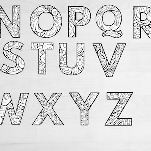 Zentangle Alphabet Svg, Zentangle Letters Full Alphabet 26 Letters Png ...