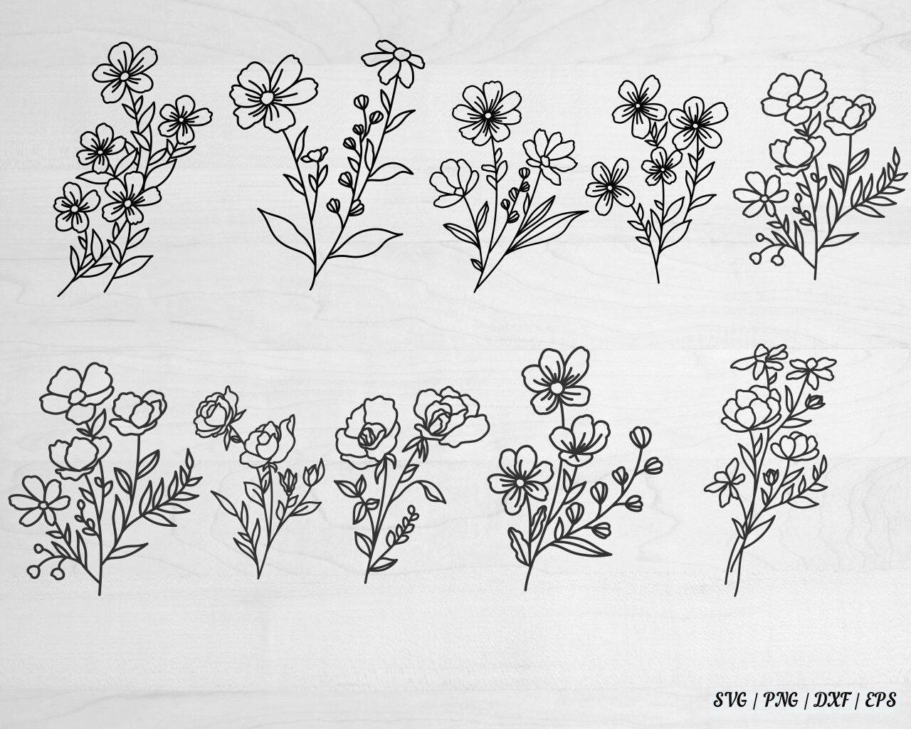 Flower Bundle SVG Flower Svg Flowers Clipart Floral Bundle | Etsy