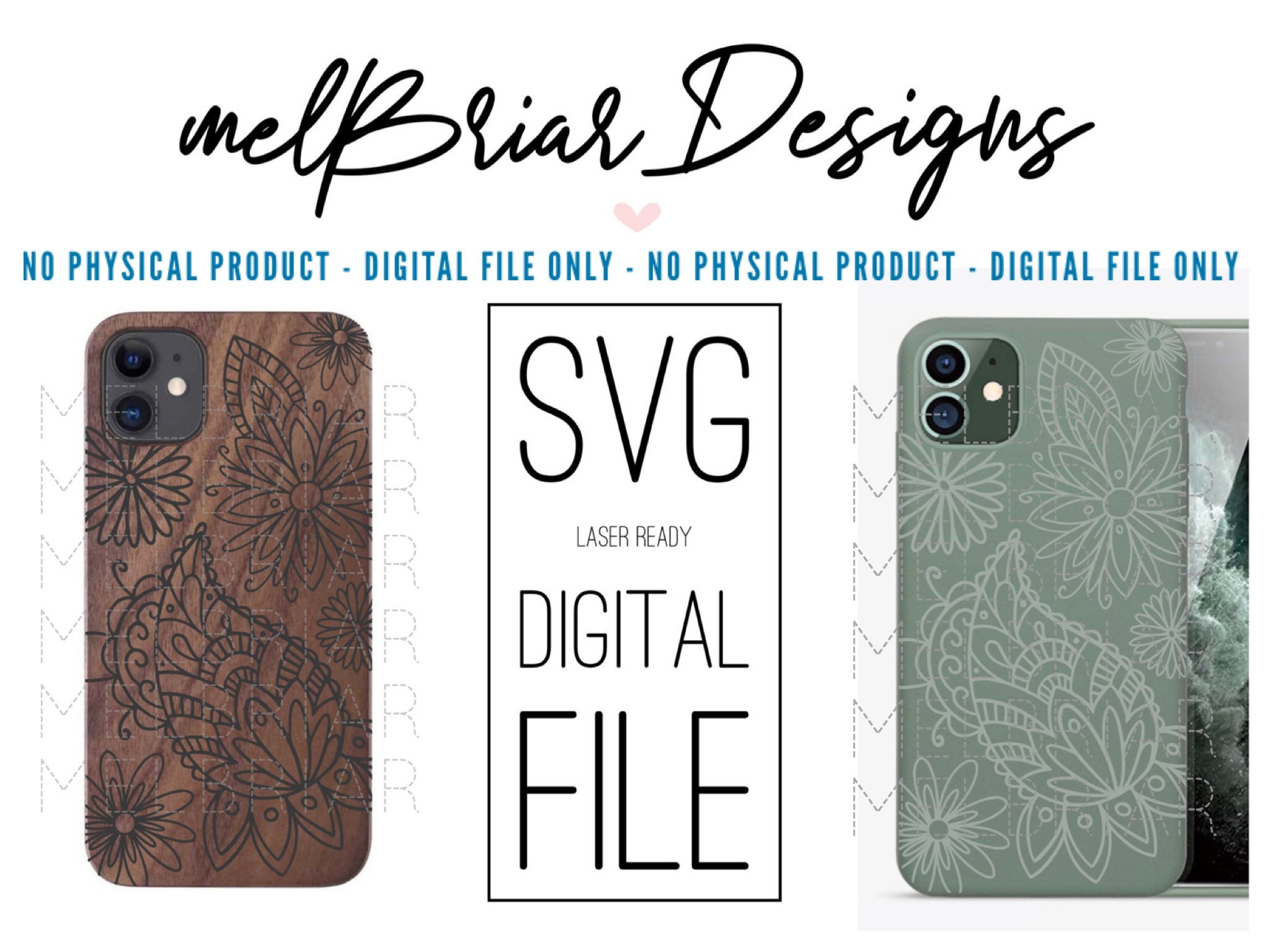 DIGITAL Phone Case Laser File - Hand-drawn Floral Paisley SVG Design ...