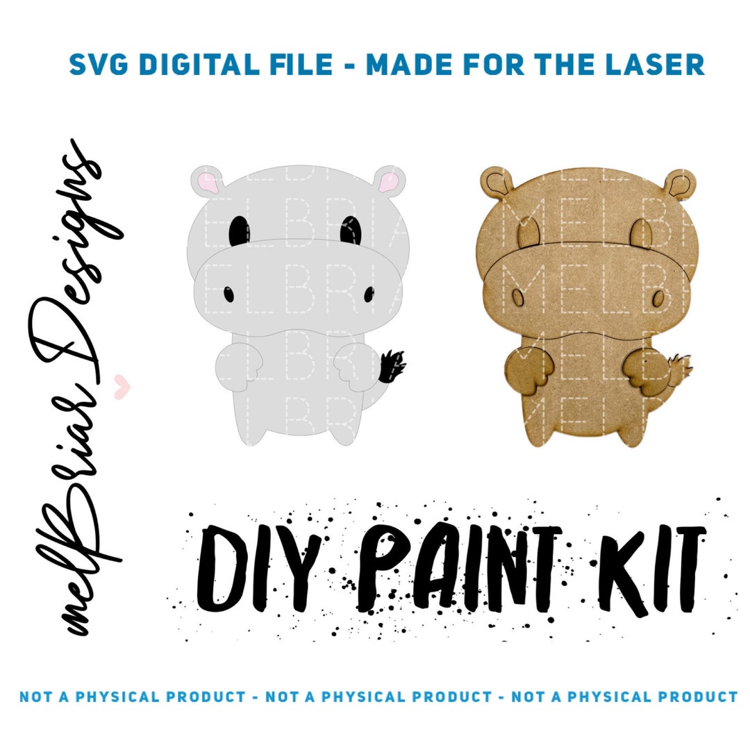 DIGITAL DIY Paint Kit - Hippo - Animal Paint Kit - Includes ...