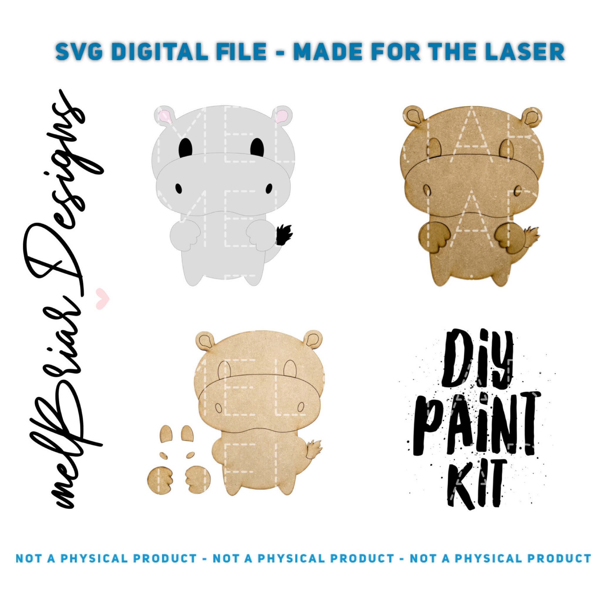 DIGITAL DIY Paint Kit - Hippo - Animal Paint Kit - Includes ...