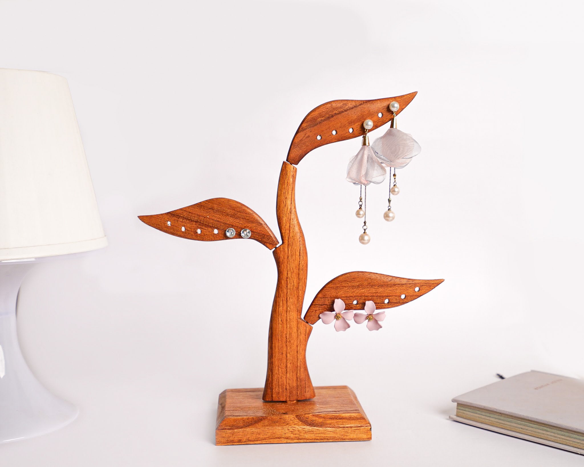 Brown Wooden Jewelry Holder Personalized Earring Organizer | Etsy