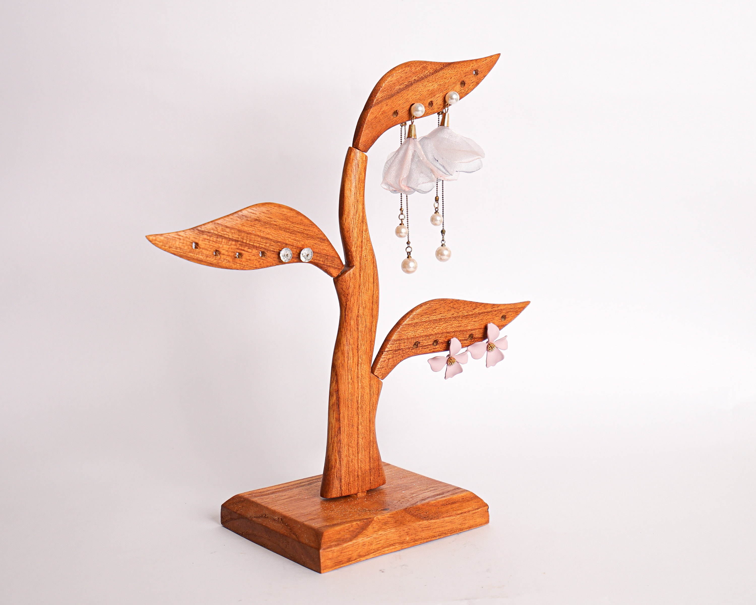 Brown Wooden Jewelry Holder Personalized Earring Organizer | Etsy