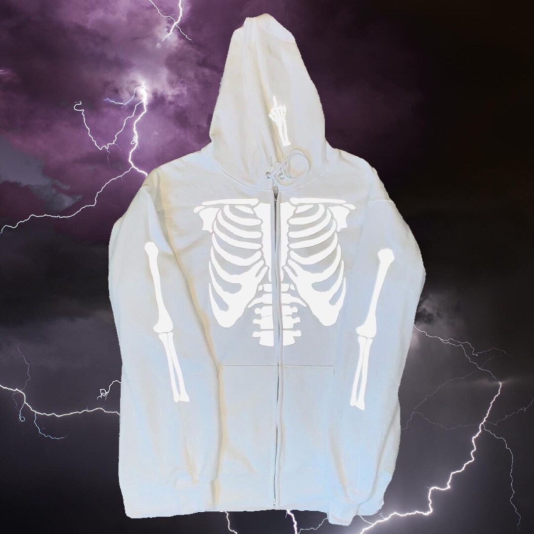 White Reflective Skeleton Zip-ups - Etsy UK