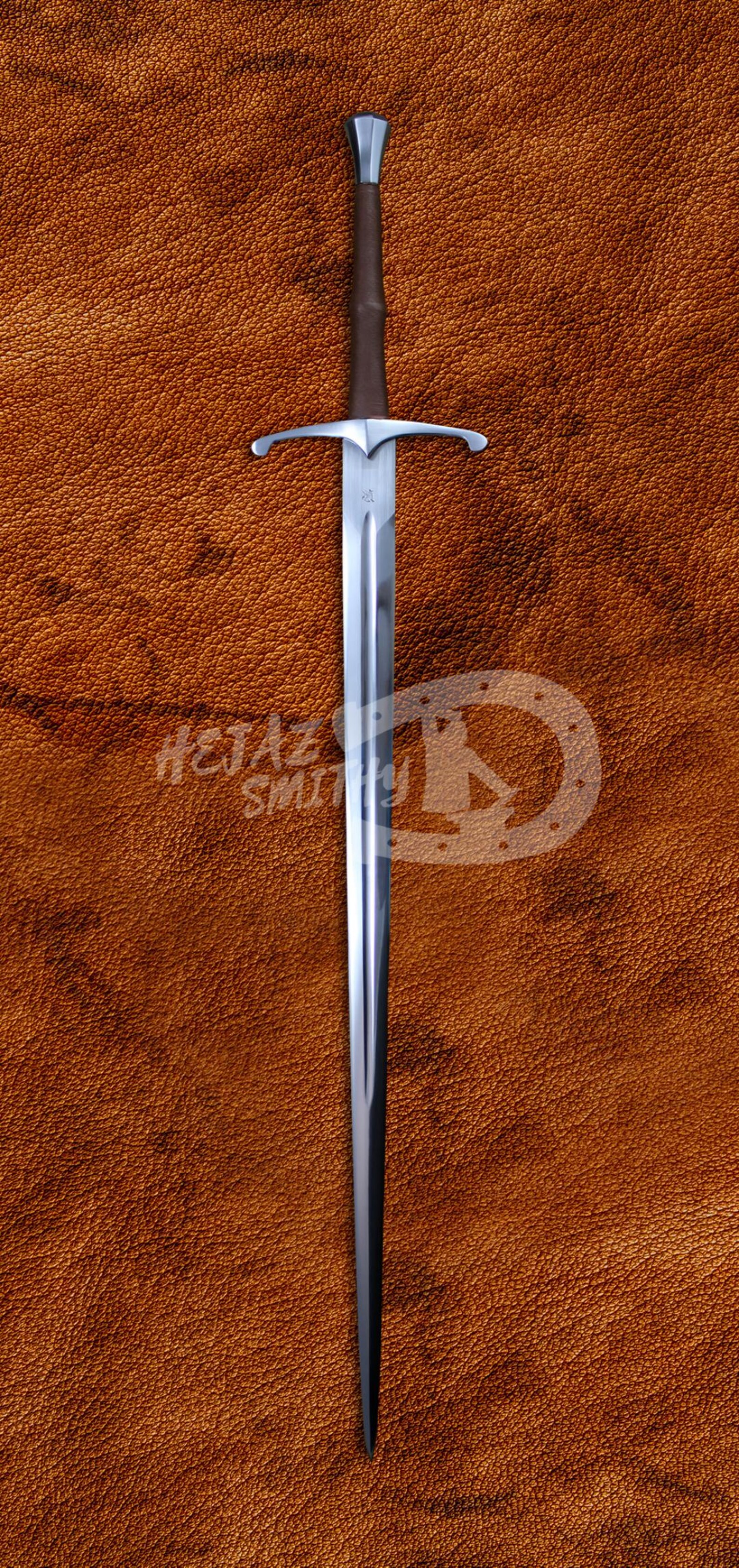 Hand-forged 42'' Two Handed Longford Sword With Leather Scabbard ...
