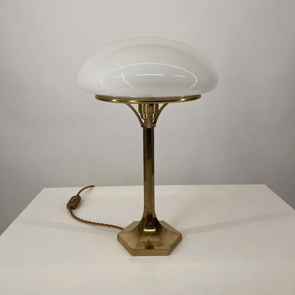Pair Vintage Art Deco Light Mushroom Shape Table Lamp Brass And Etsy