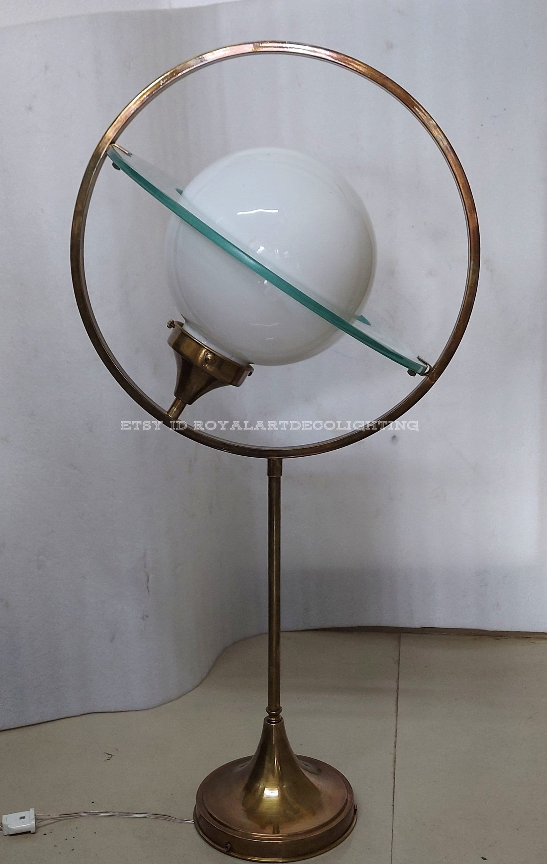 Antique Vintage Art Deco Old Fixture Saturn Light Brass Floor Table ...