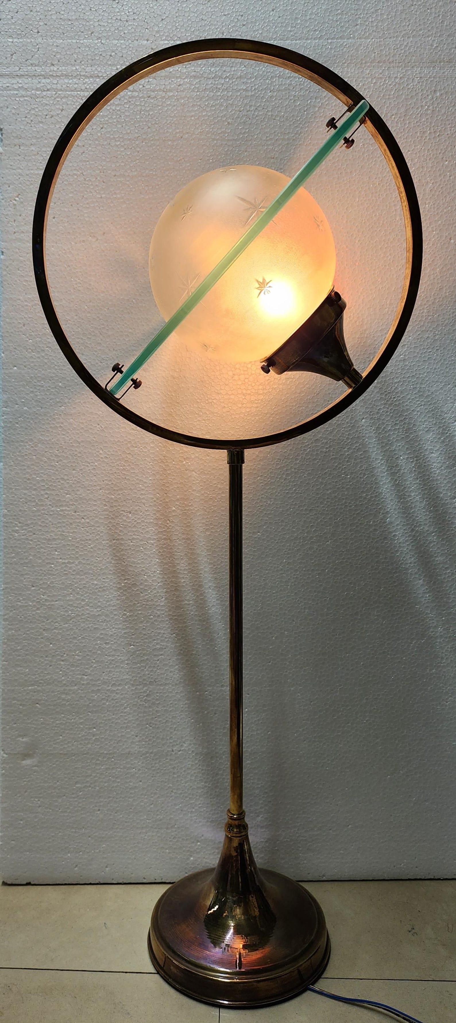 Antique Vintage Art Deco Old Fixture Saturn Light Brass Floor Table ...