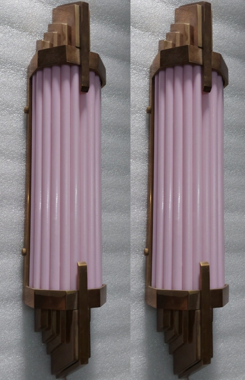 Pair Skyscraper Vintage Art Deco Light Old Lamp Wall Sconces Fixture ...