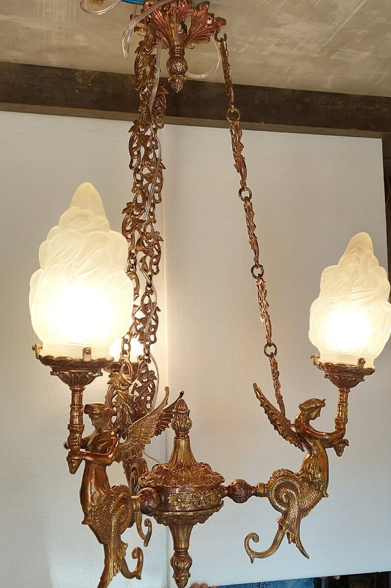 Rare Vintage Art Deco Nouveau Mermaid Light Old Lamp Ceiling - Etsy