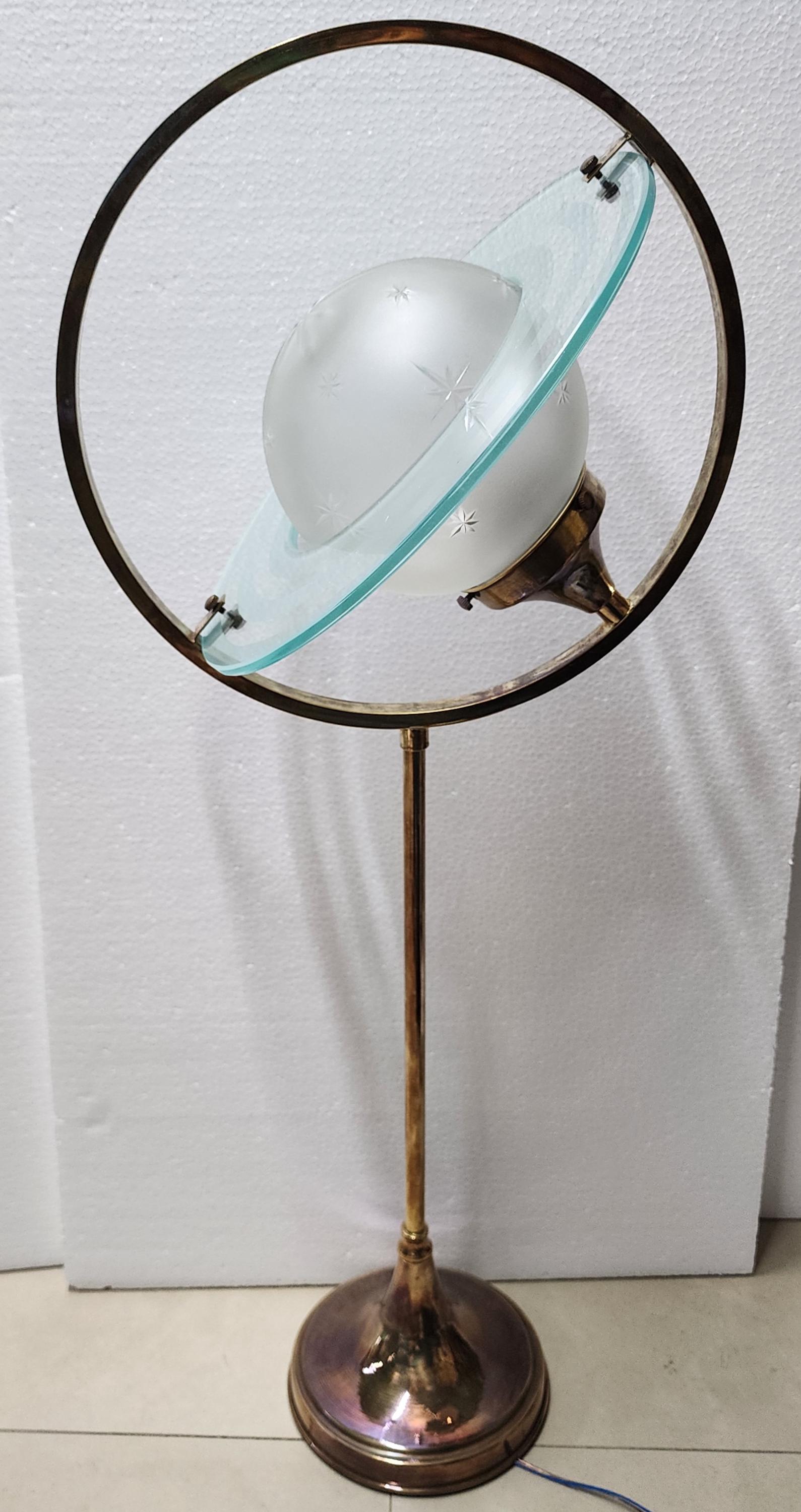Antique Vintage Art Deco Old Fixture Saturn Light Brass Floor Table ...
