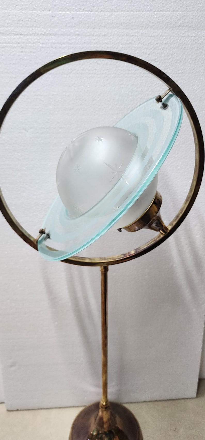 Antique Vintage Art Deco Old Fixture Saturn Light Brass Floor Table ...
