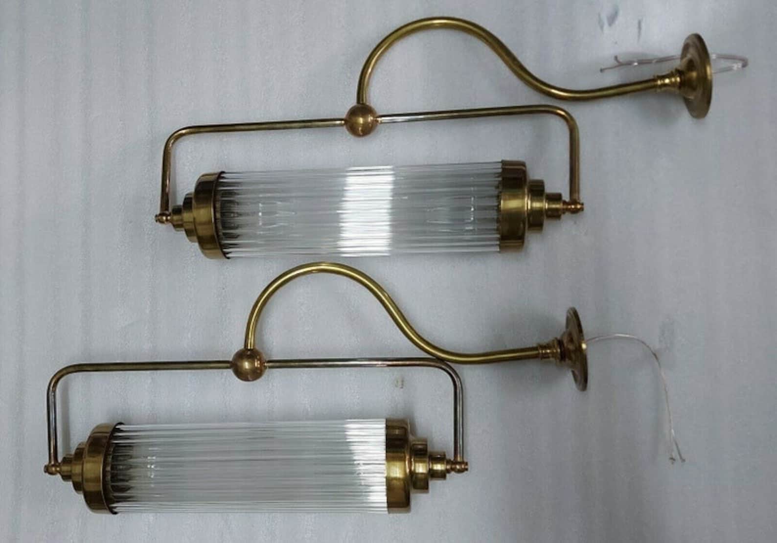 Pair Skyscraper Vintage Art Deco Light Old Lamp Wall Sconces Fixture ...