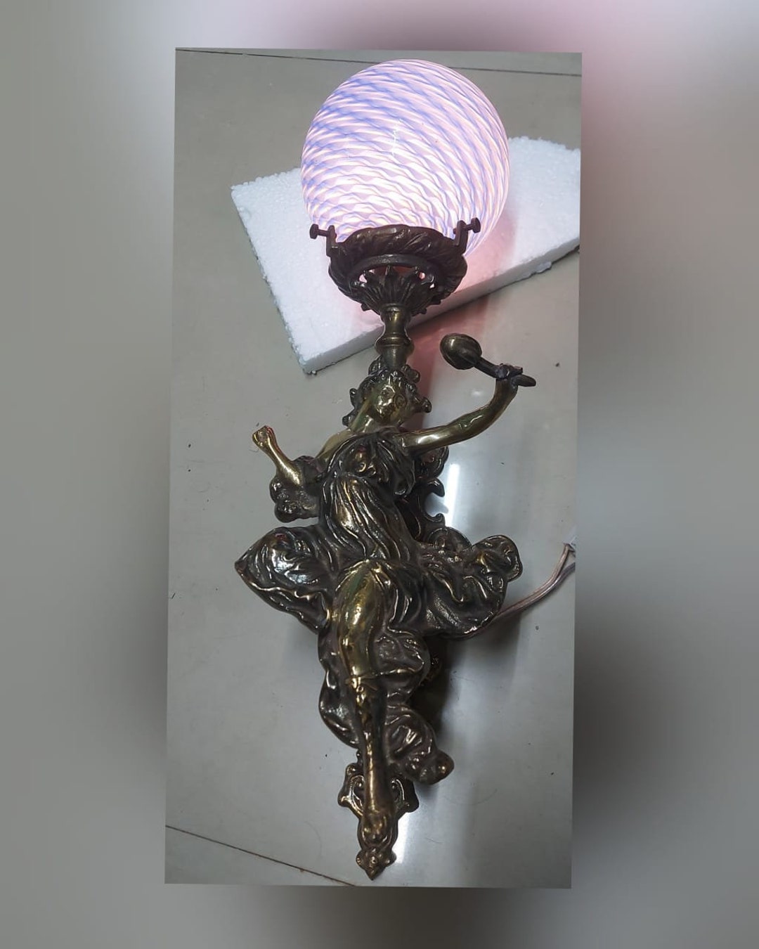 Vintage Art Nouveau Deco Light Old Lamp Mermaid Wall Sconces Fixture ...