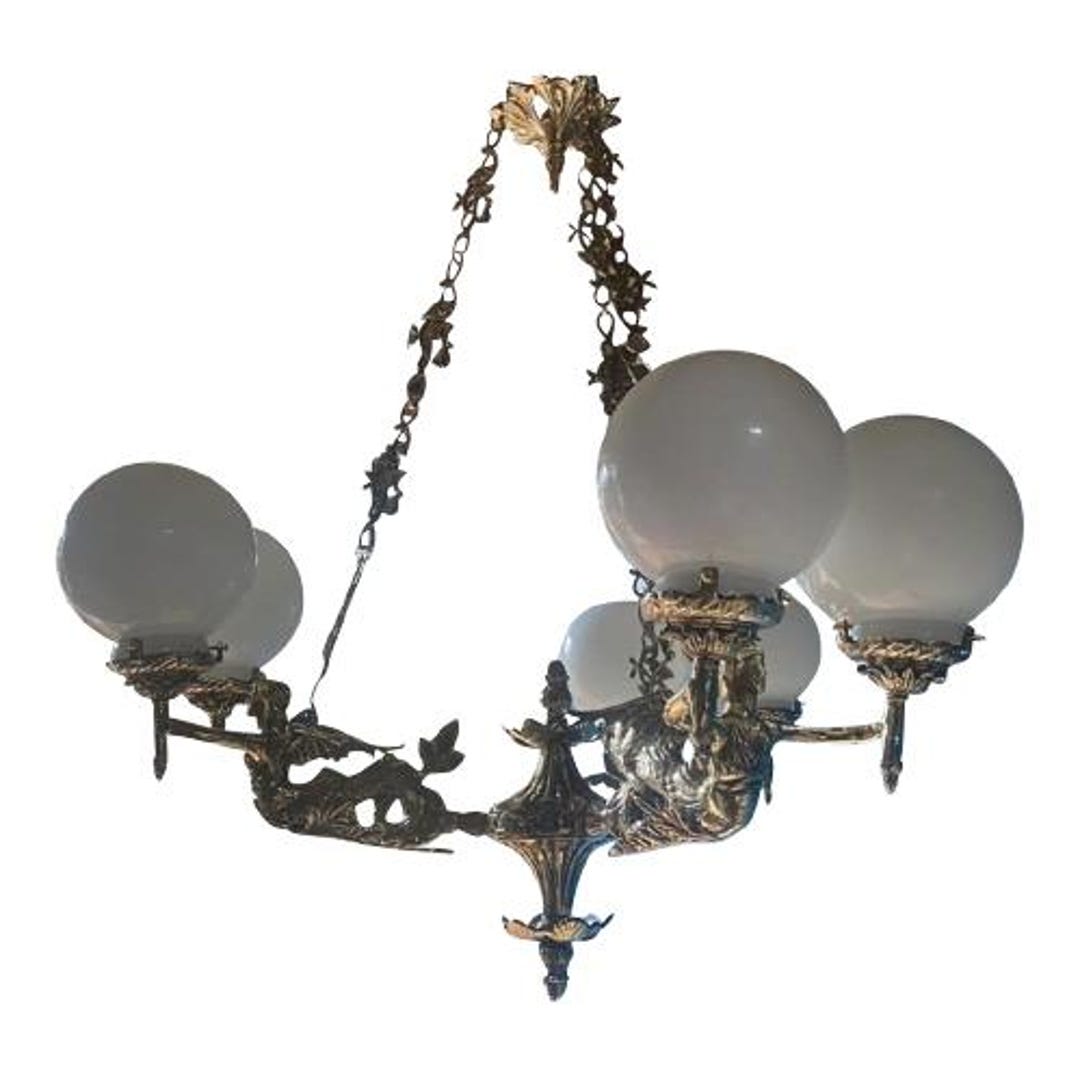 Rare Vintage Victorian Art Deco Nouveau Mermaid Light Old Lamp Ceiling ...