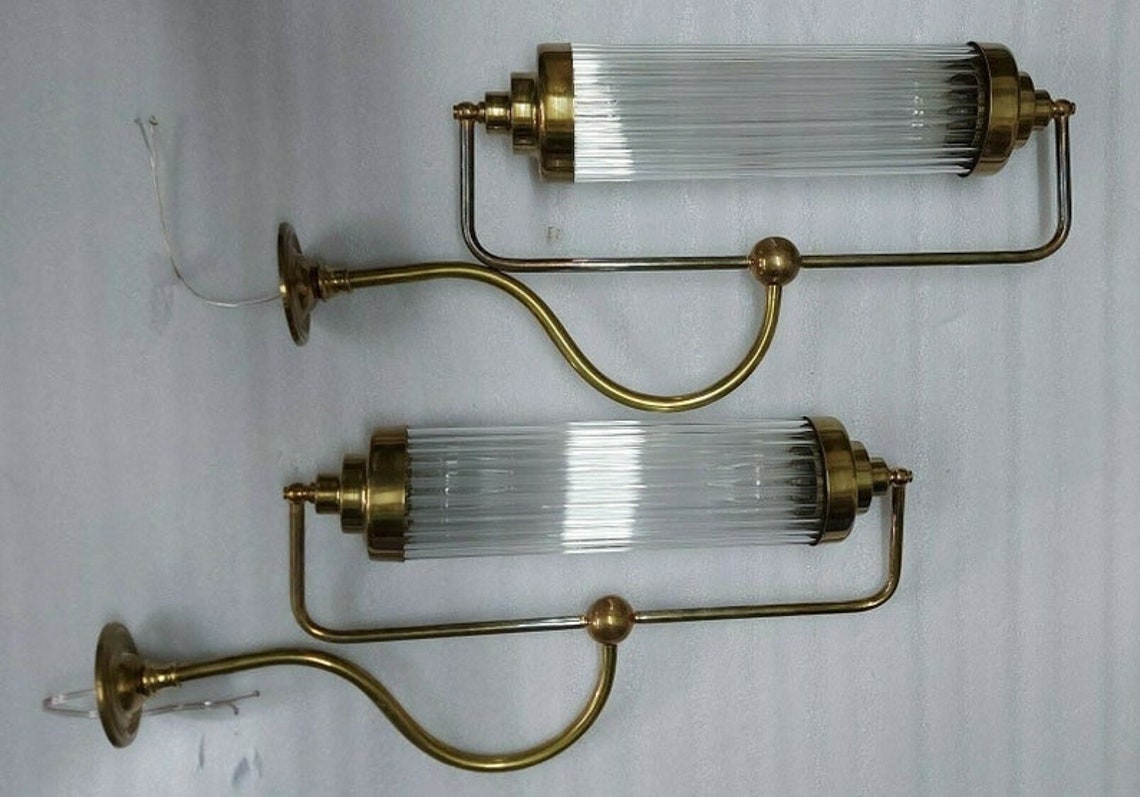 Pair Skyscraper Vintage Art Deco Light Old Lamp Wall Sconces Fixture ...
