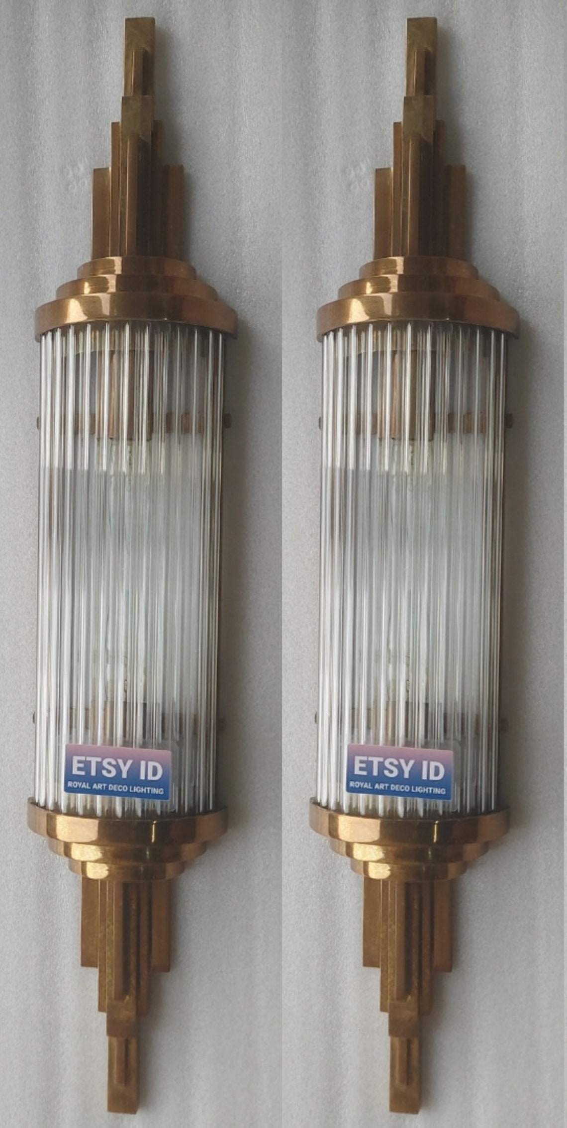 Large Size Pair Skyscraper Vintage Art Deco Light Old Lamp Wall Sconces ...