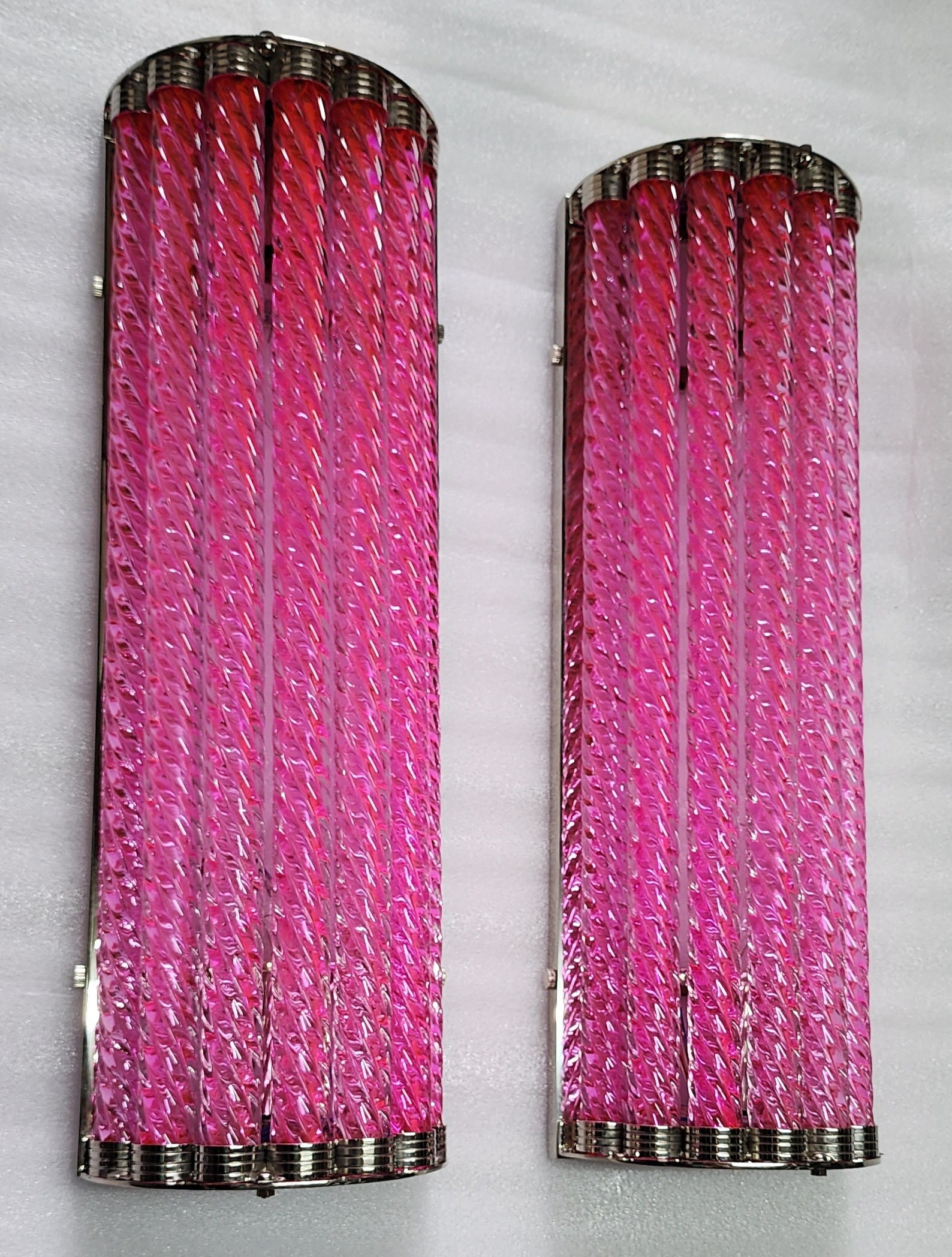 Pair Vintage Art Deco Light Old Lamp Wall Sconces Fixture Brass & Ruby ...