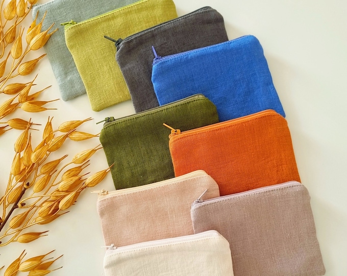 Linen Coin Purse, Linen Change Purse, Zipper Wallet Pouch, Back to ...