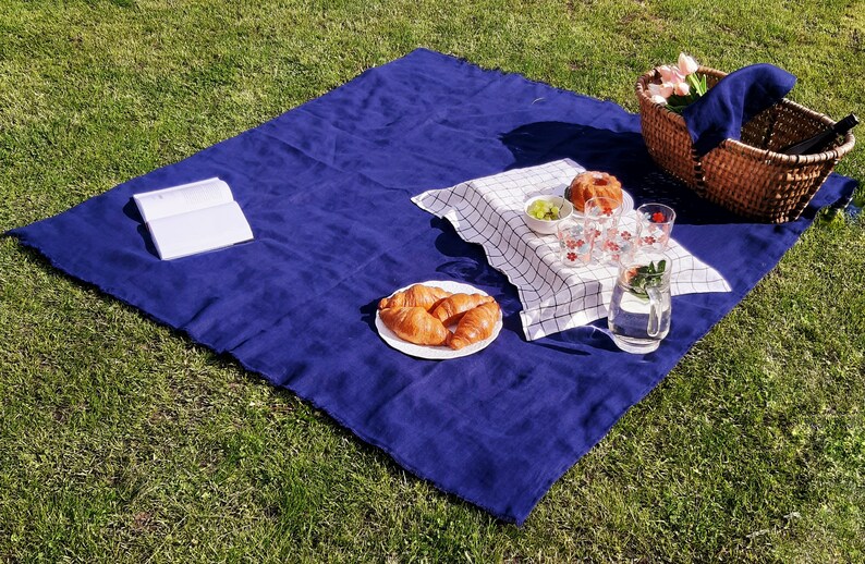 Picnic Blanket Washed Linen Throw Linen Beach Blanket - Etsy