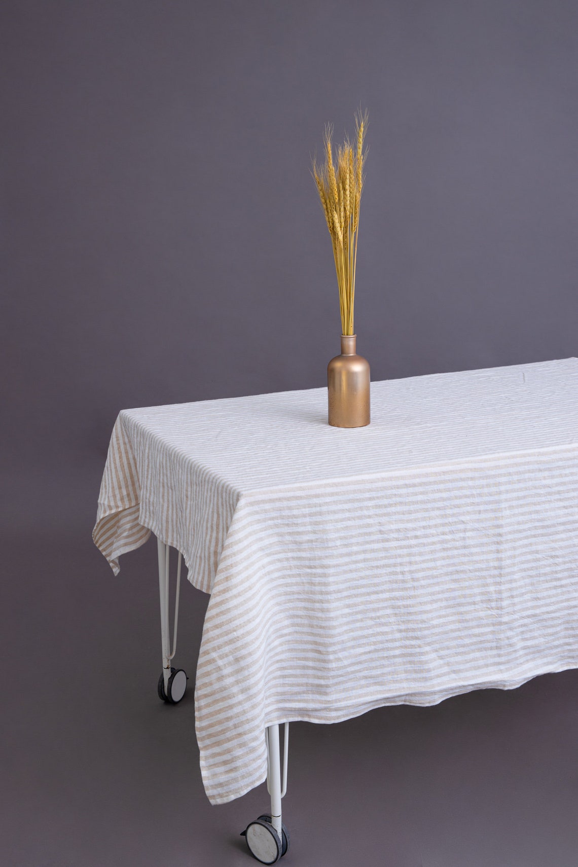 Blue Striped Linen Tablecloth Washed Linen Tablecloth Blue | Etsy