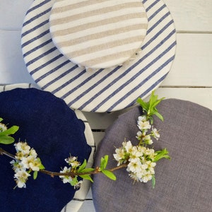 Striped Dish Cover, Bowl Cover, Reversible Pot Cover, Elastic Linen ...