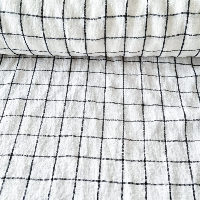 Checked Linen Fabric - Etsy