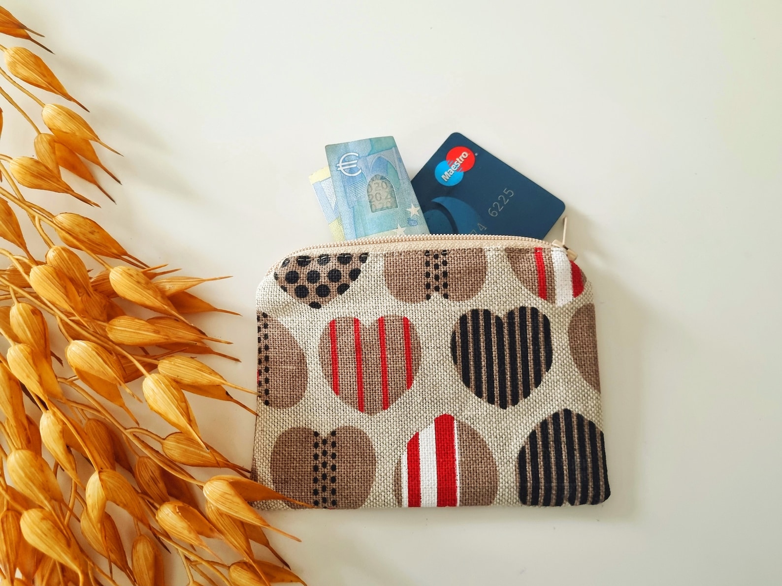 Fabric Coin Purse, Fabric Zipper Pouch, Linen Coin Pouch, Travel Make ...