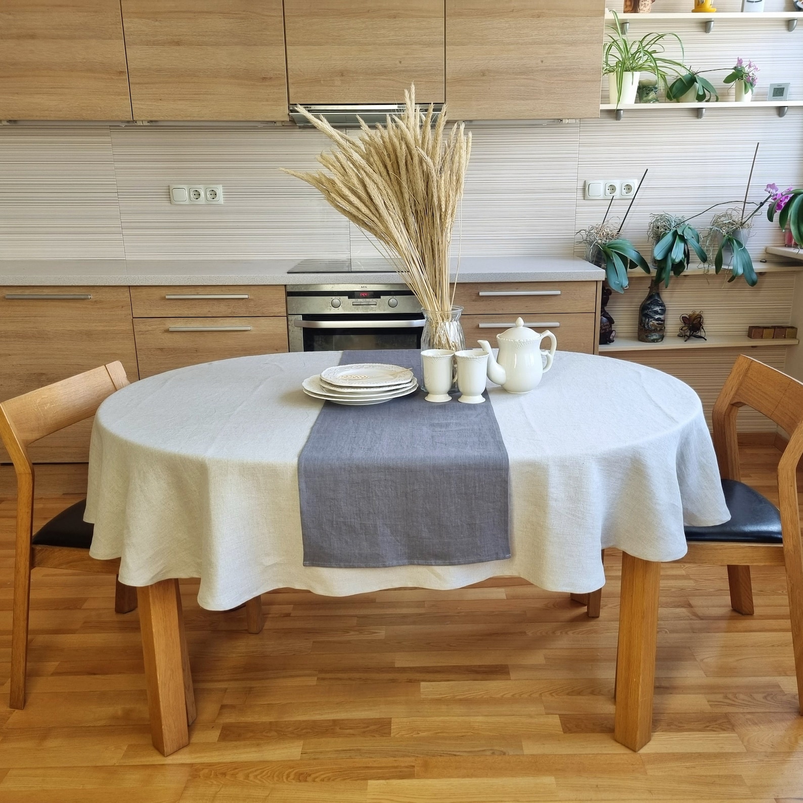 Oval Table Cloth, White Linen Tablecloth, Washed Soft Linen Tablecloth ...