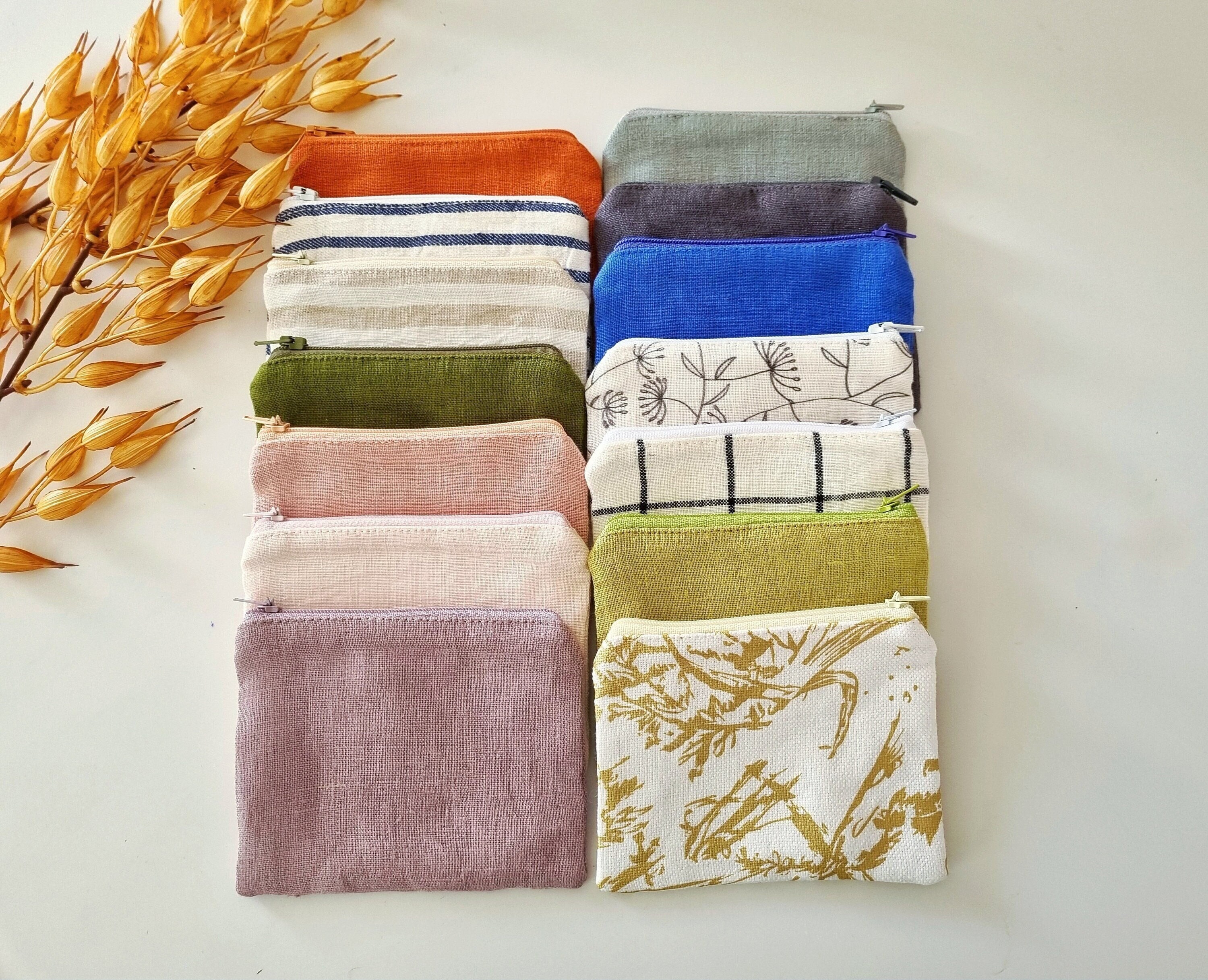 Fabric Coin Purse, Fabric Zipper Pouch, Linen Coin Pouch, Travel Make ...