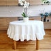 Round Linen Ruffle Table Cloth, White Ruffled Tablecloth, 90 Inch ...