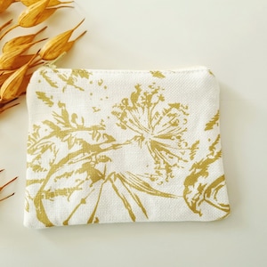 Zipper Coin Purse, Linen Coin Pouch, Travel Make up Pouch, Fabric Card ...