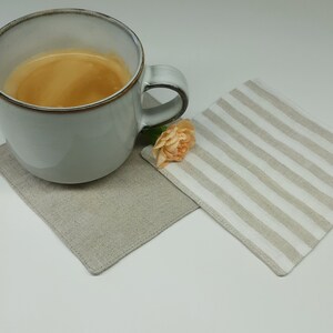 Checked Linen Drink Coasters, Linen Drink Mats, Linen Coasters Set of 4 ...