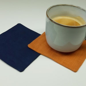 Checked Linen Drink Coasters, Linen Drink Mats, Linen Coasters Set of 4 ...