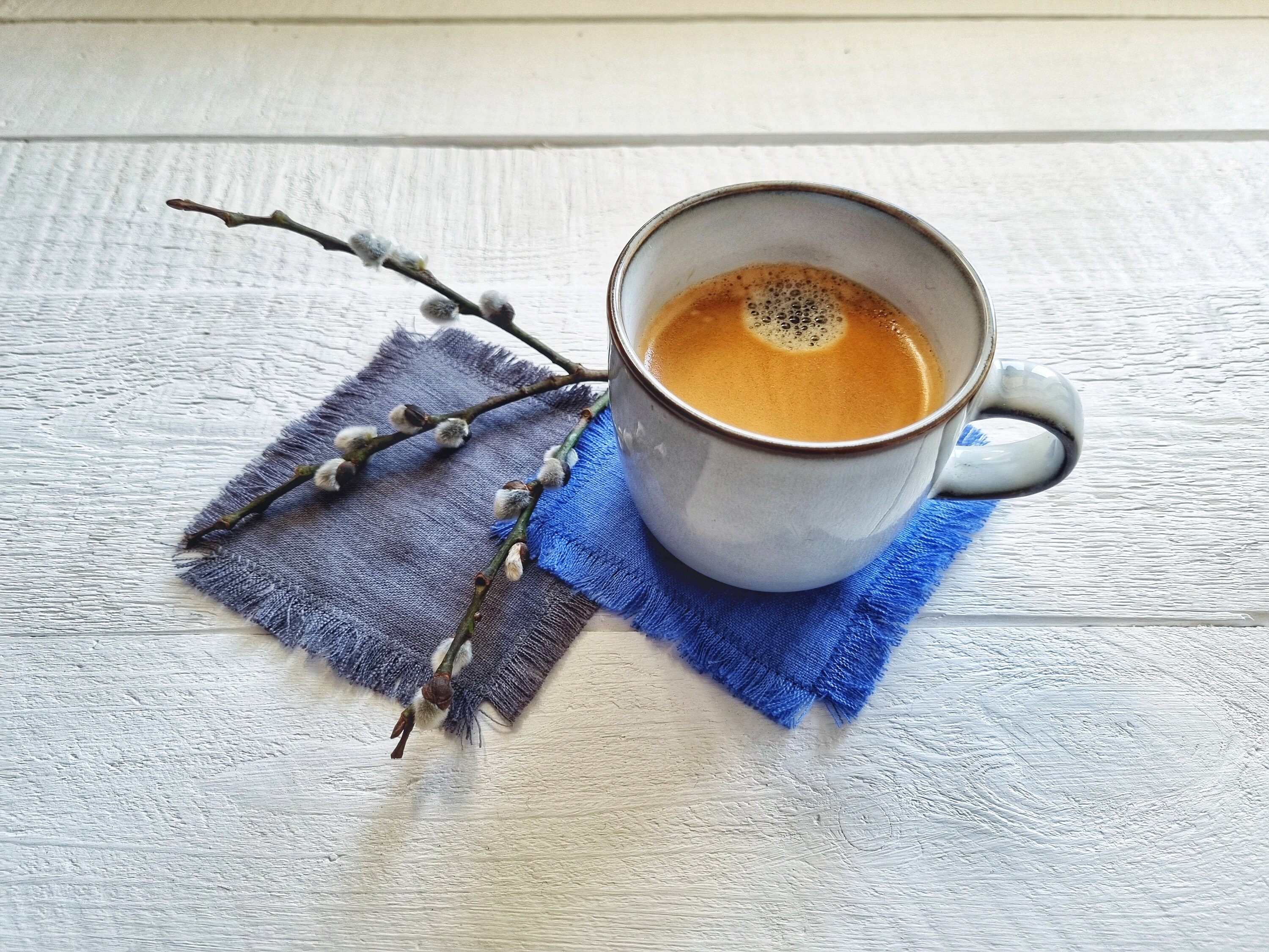 Rustic Linen Cup Coasters, Raw Edges Linen Coasters, Linen Coasters Set ...