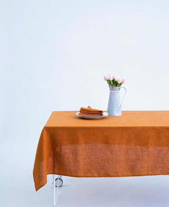 Burnt Orange Linen Tablecloth Linen Table Cloth Burnt Orange - Etsy
