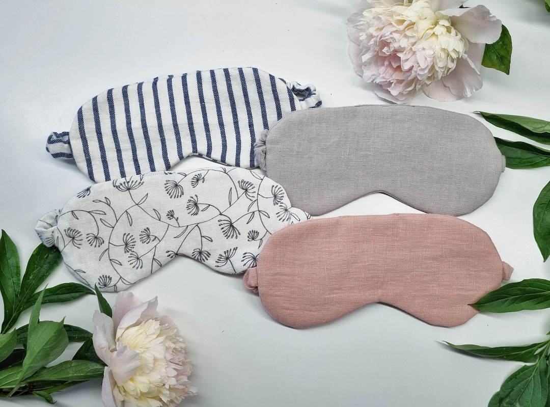 Linen Eye Mask, Travel Eye Mask, Night Eye Cover, Black Out Sleep Mask ...