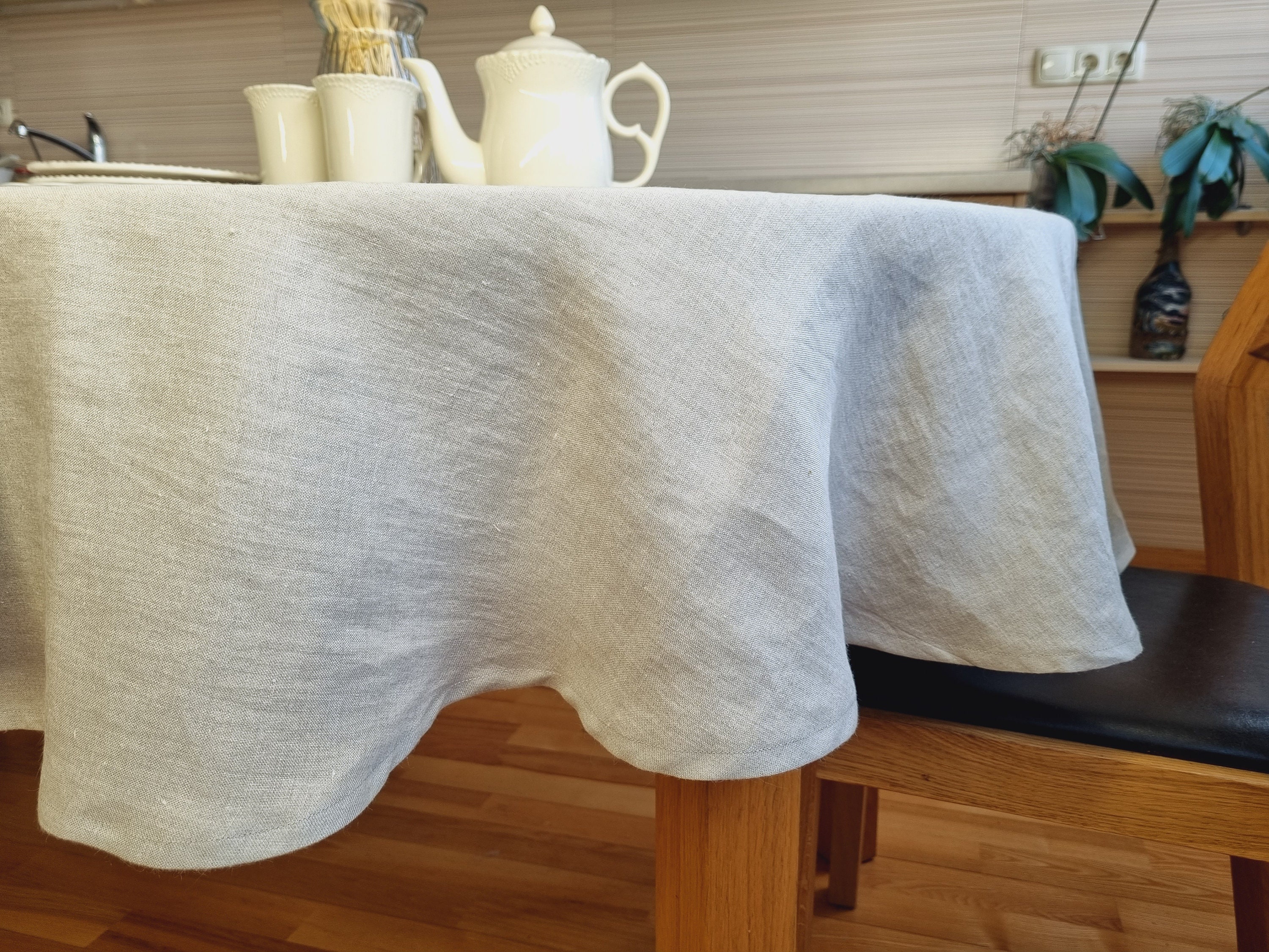 Natural Oval Linen Table Cloth, Beige Tablecloth, Washed Soft Linen ...