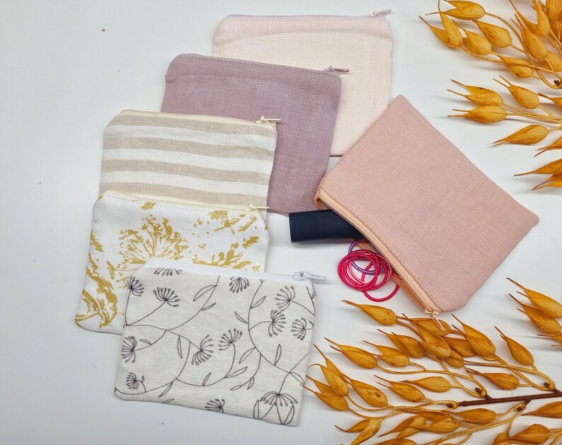 Fabric Coin Purse, Fabric Zipper Pouch, Linen Coin Pouch, Travel Make ...